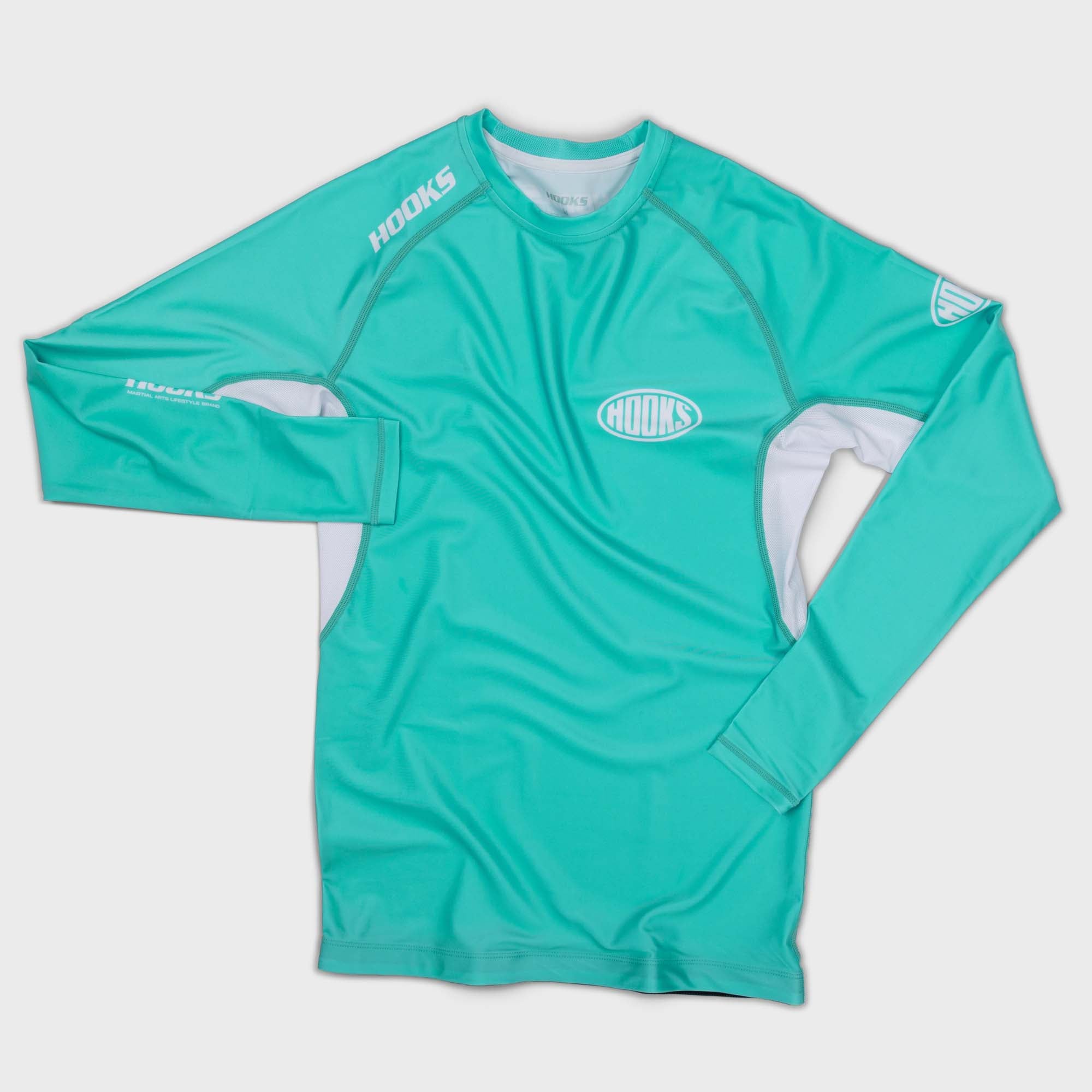 Hooks Fusion Long Sleeve BJJ Rash Guard - Teal