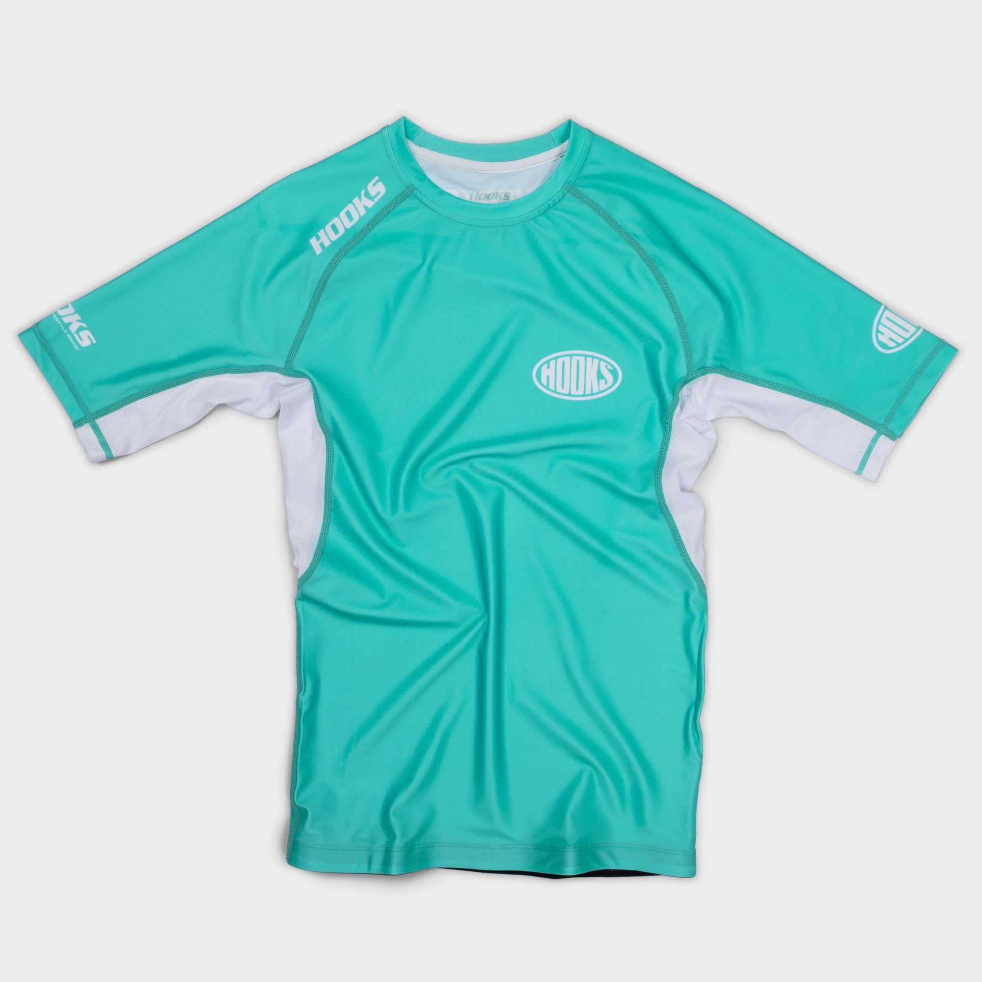 Hooks Fusion BJJ Short Sleeve Rash Guard - Teal